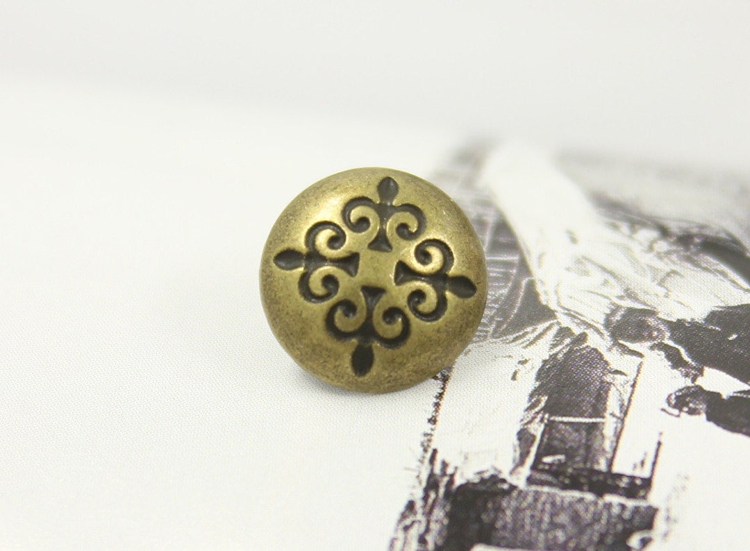 Metal Buttons - Trefoil Cross Metal Buttons , Antique Brass Color ...