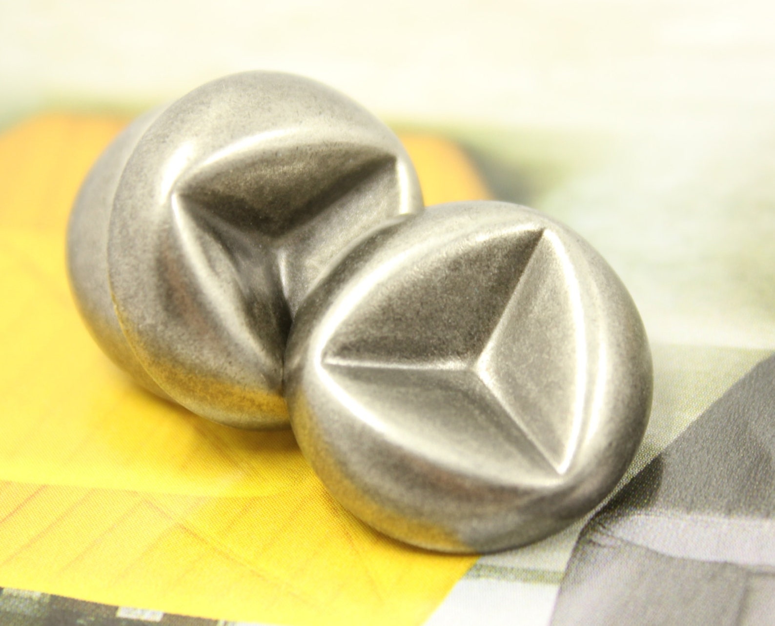 Metal Buttons Triangle Concave Metal Buttons Gray Silver - Etsy