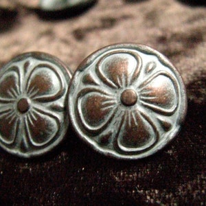 Clover Metal Buttons - Set 10 Cutie Copper White Patina Clover Buttons ...