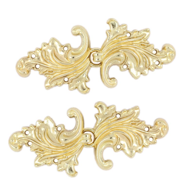 Cloak Clasp Fasteners - Gold Acanthus Leaf Asymmetric Cloak Clasp Metal ...