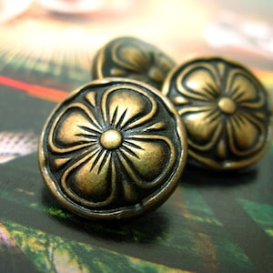 Clover Metal Buttons Cutie Retro Copper Clover Metal Shank Buttons, 0. ...
