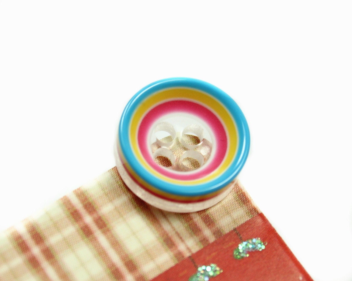 Rainbow Plastic Buttons Colorful Fringe Recessed Center - Etsy