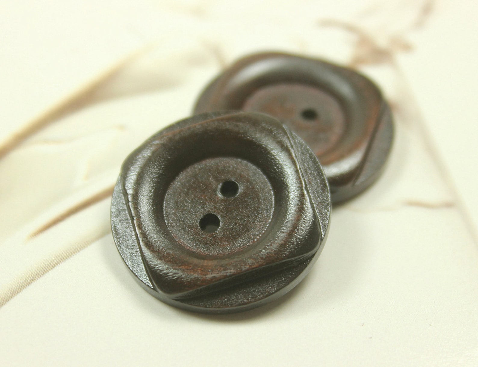 Wooden Buttons - Square and Round Cascading Recessed Center Brown ...