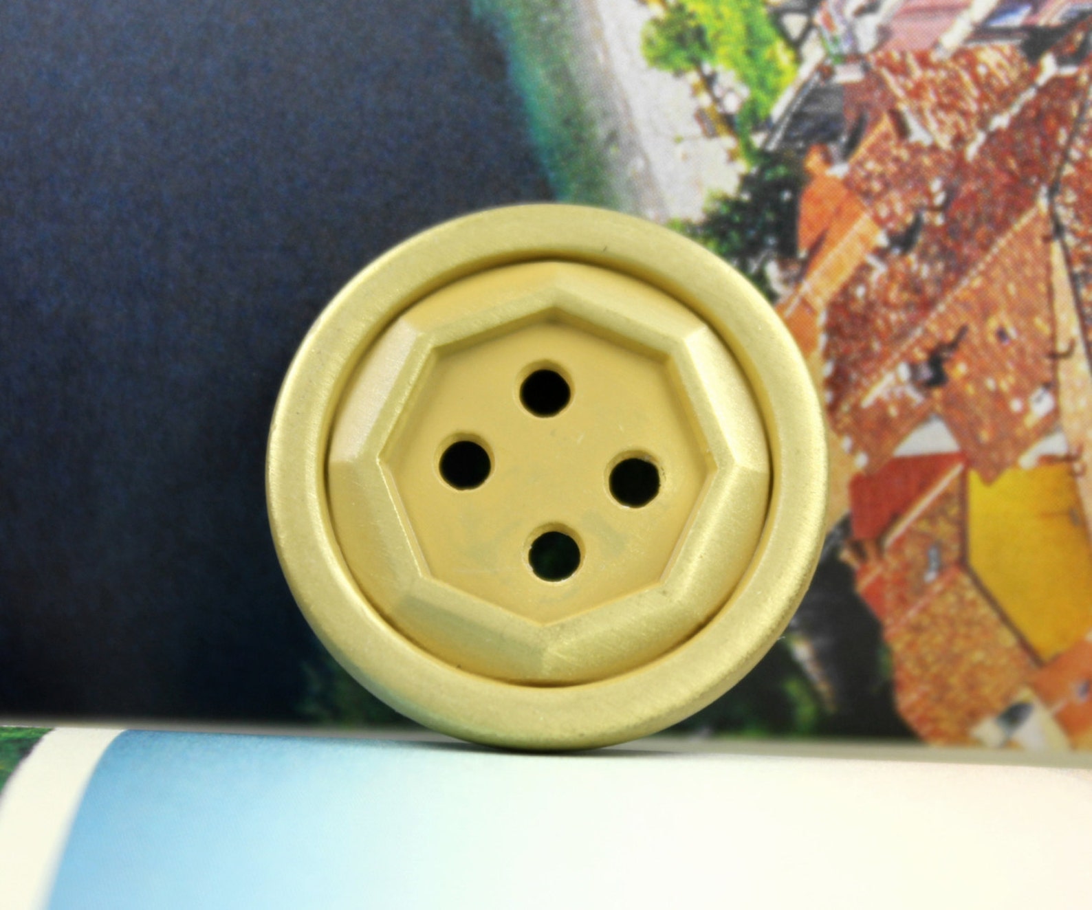 Metal Buttons Heptagon Carving Dull Gold Hole Buttons 1 Inch 4 Pcs - Etsy