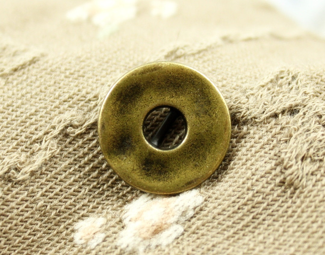 Metal Buttons - Broadside Circle Metal Buttons , Brass Color , Shank ...