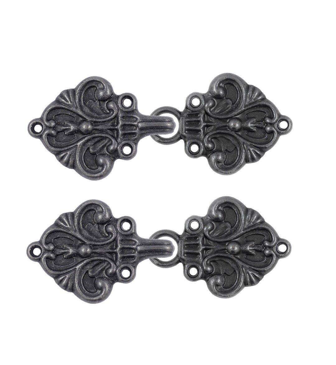 Cloak Clasp Fasteners Stunning Vintage Black Baroque Fleur-de-lis Swirl ...