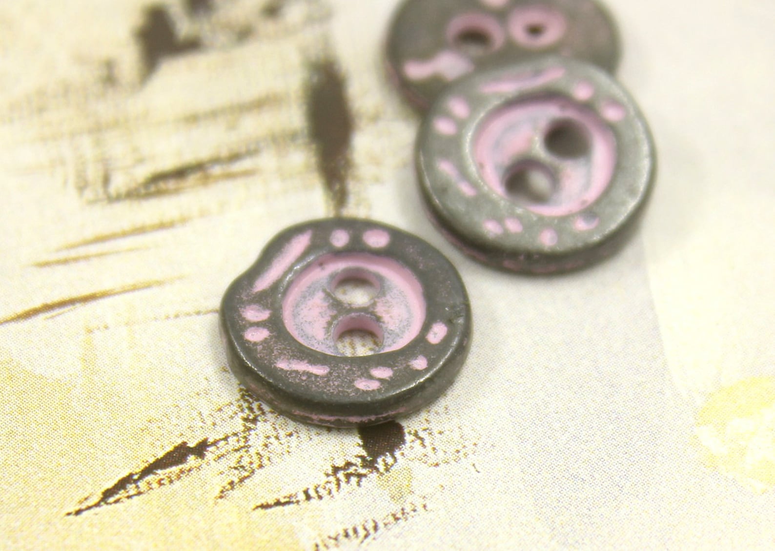 Metal Buttons Irregular Round Gunmetal Metal Hole Buttons | Etsy