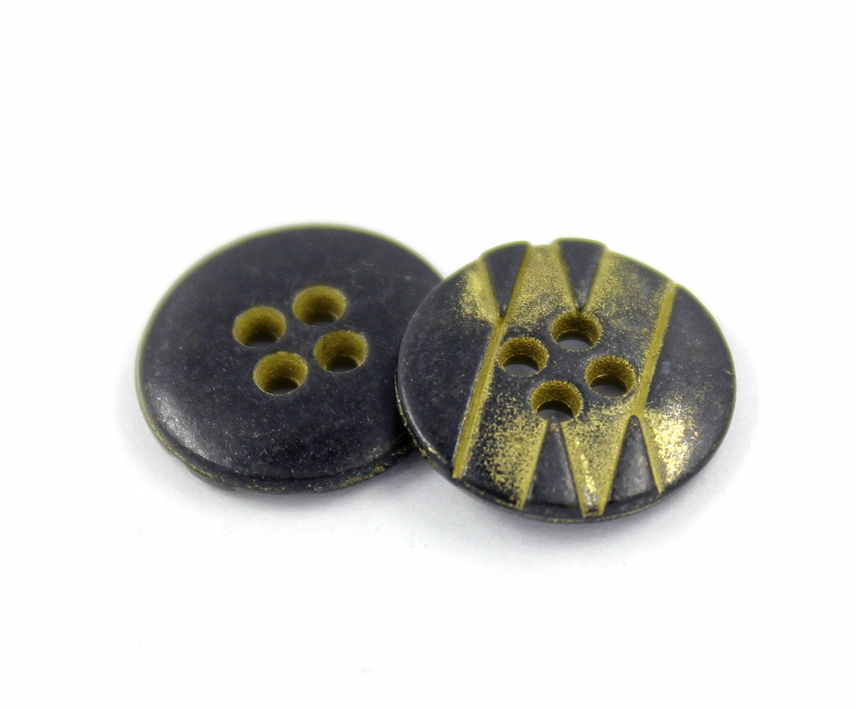 Metal Buttons - ZIG-ZAG Lines Metal Buttons , Gunmetal Yellow Color , 4 ...