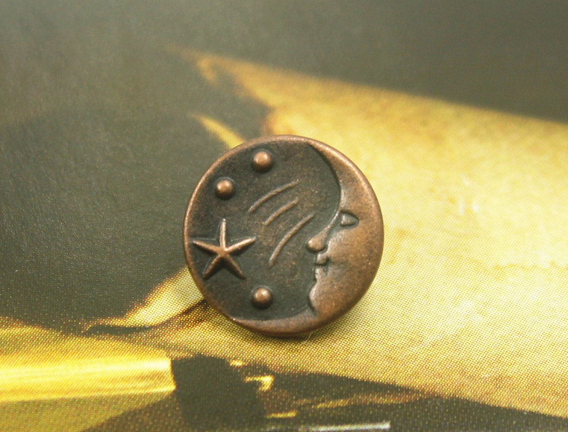 10 Moon and Star Metal Buttons Copper Color Shank 0.43 - Etsy