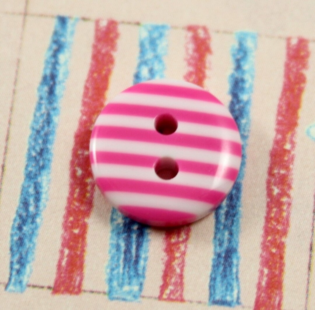 So Cute 10 Pieces of Baby Pink Striped Candy Buttons, 2 Holes. 0.47 ...