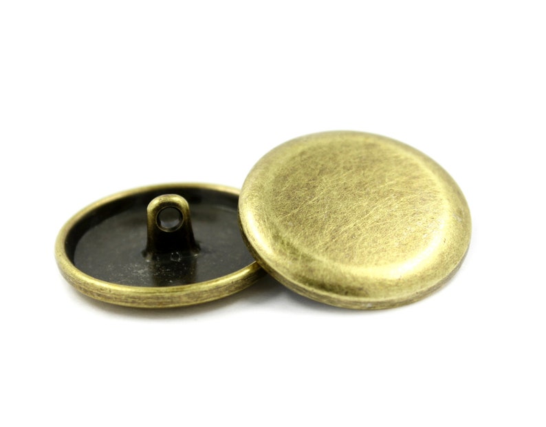Metal Buttons - Flat Antique Brass Metal Shank Buttons , 1 Inch , 10 ...