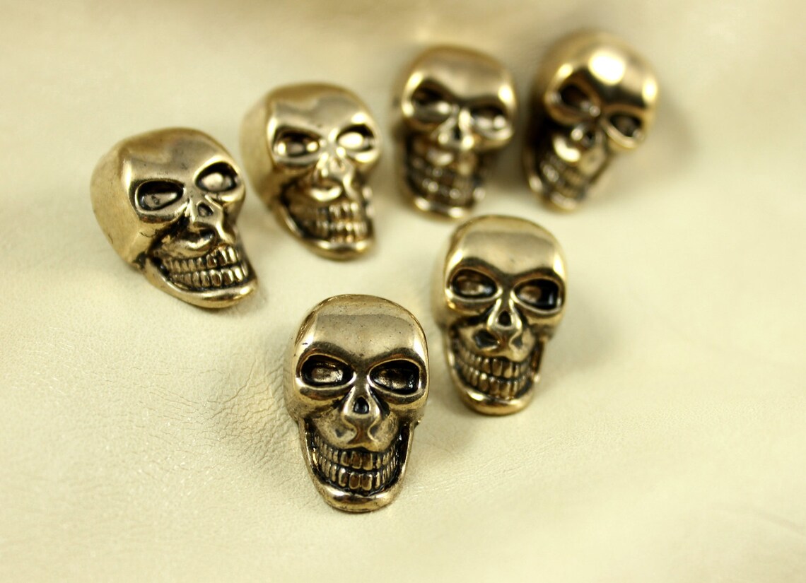 Metal Buttons Skull Metal Buttons Antiqued Gold Color - Etsy