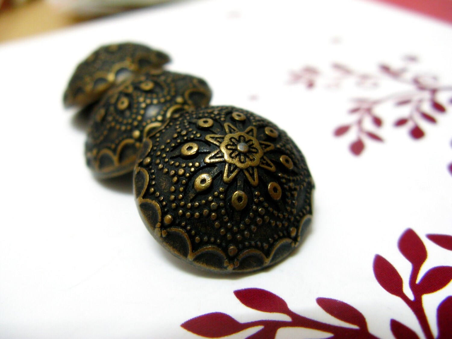 Metal Buttons Gothic Flower Metal Buttons Antique Brass - Etsy