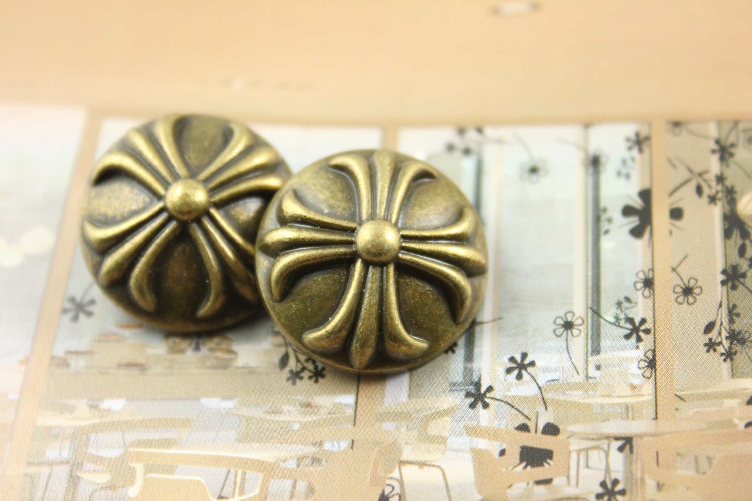 Metal Buttons Baroque Cross Metal Buttons Antique Brass | Etsy