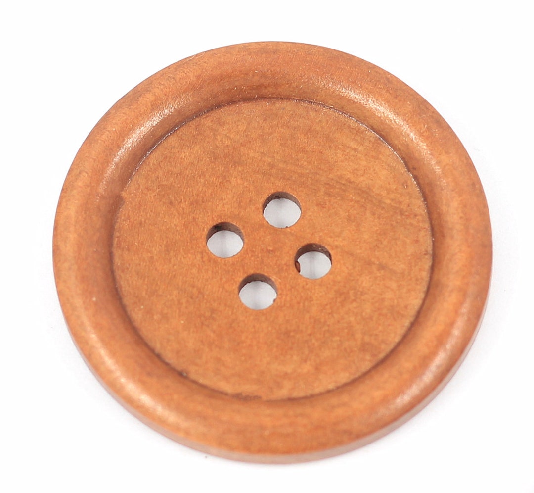 Wood Buttons - Classy Thick Border Recessed Center Light Brown Wooden ...