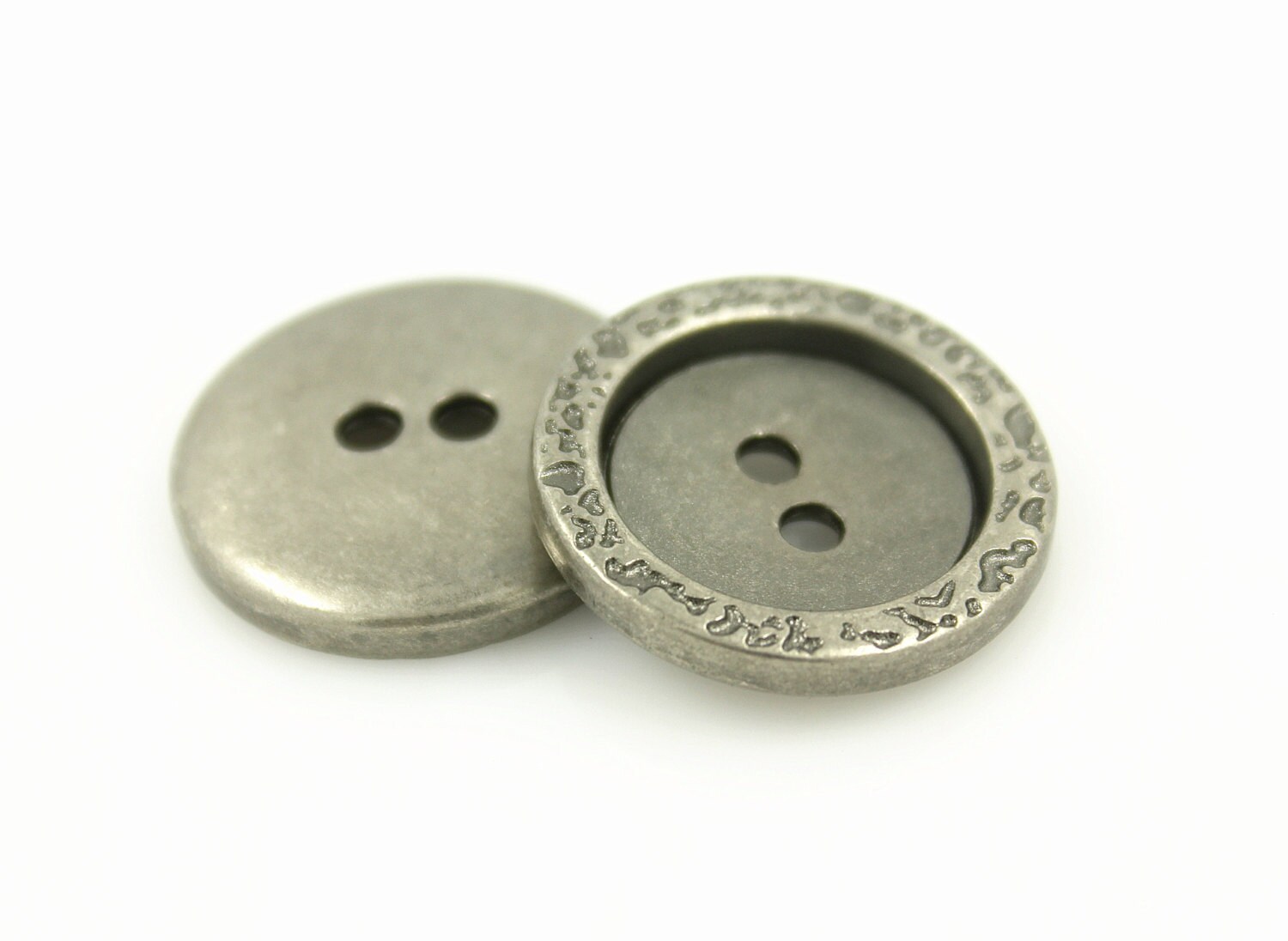 Metal Buttons - Stone Texture Border Metal Buttons , Gray Silver Color ...