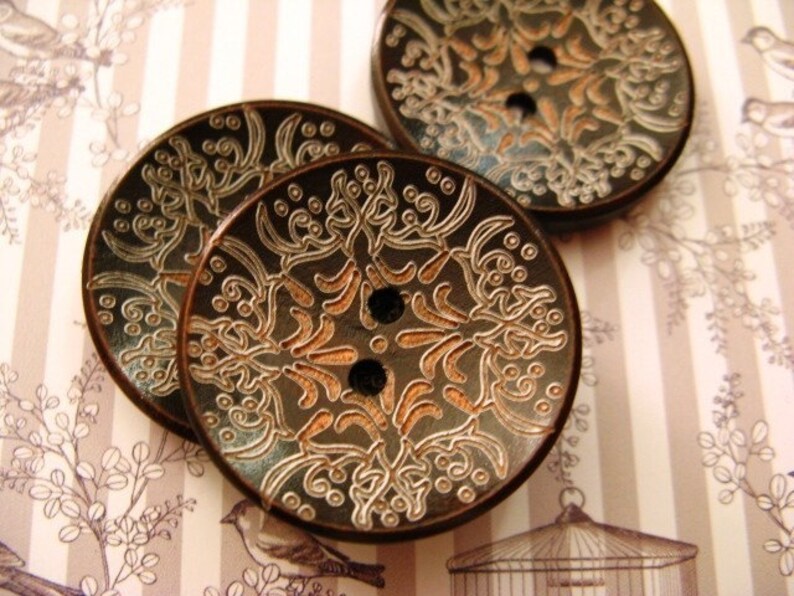 Brown Wood Buttons 8 Pieces of Japanese Style Brown Concave - Etsy