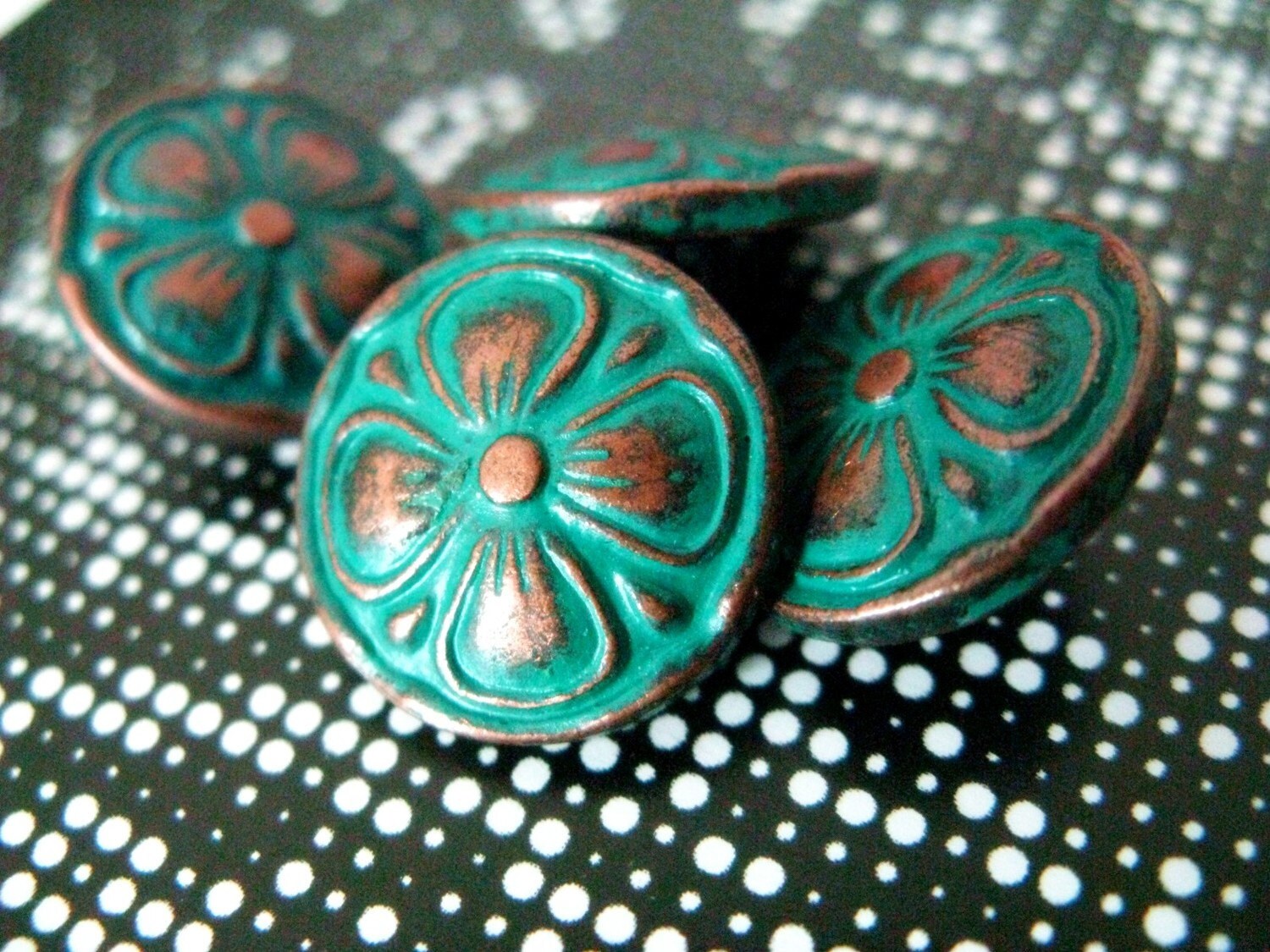 Metal Buttons Cutie Retro Deep Cyan Clover Shank Metal | Etsy