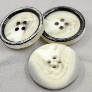Resin Buttons - Beige Marble Pattern Brushed Black Edge Matte Finish ...