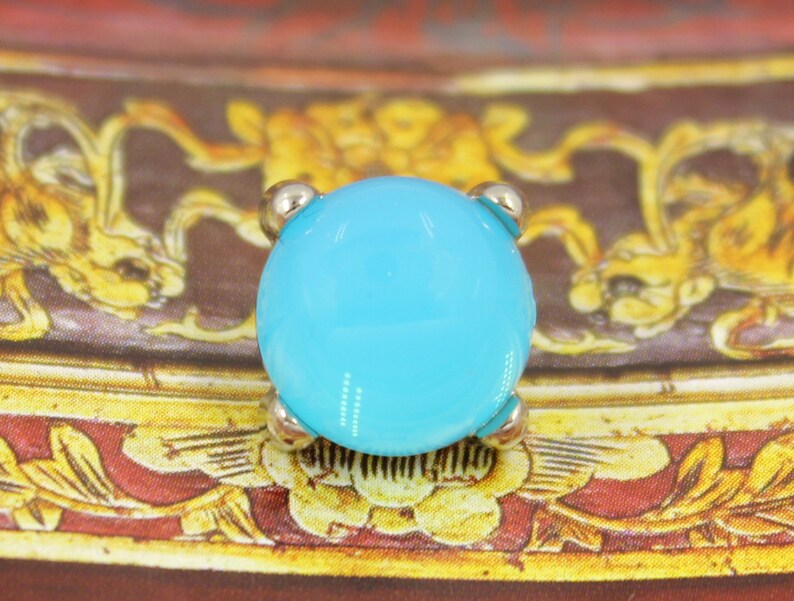 Metal Buttons Bright Blue Bead Metal Buttons Silver Base - Etsy