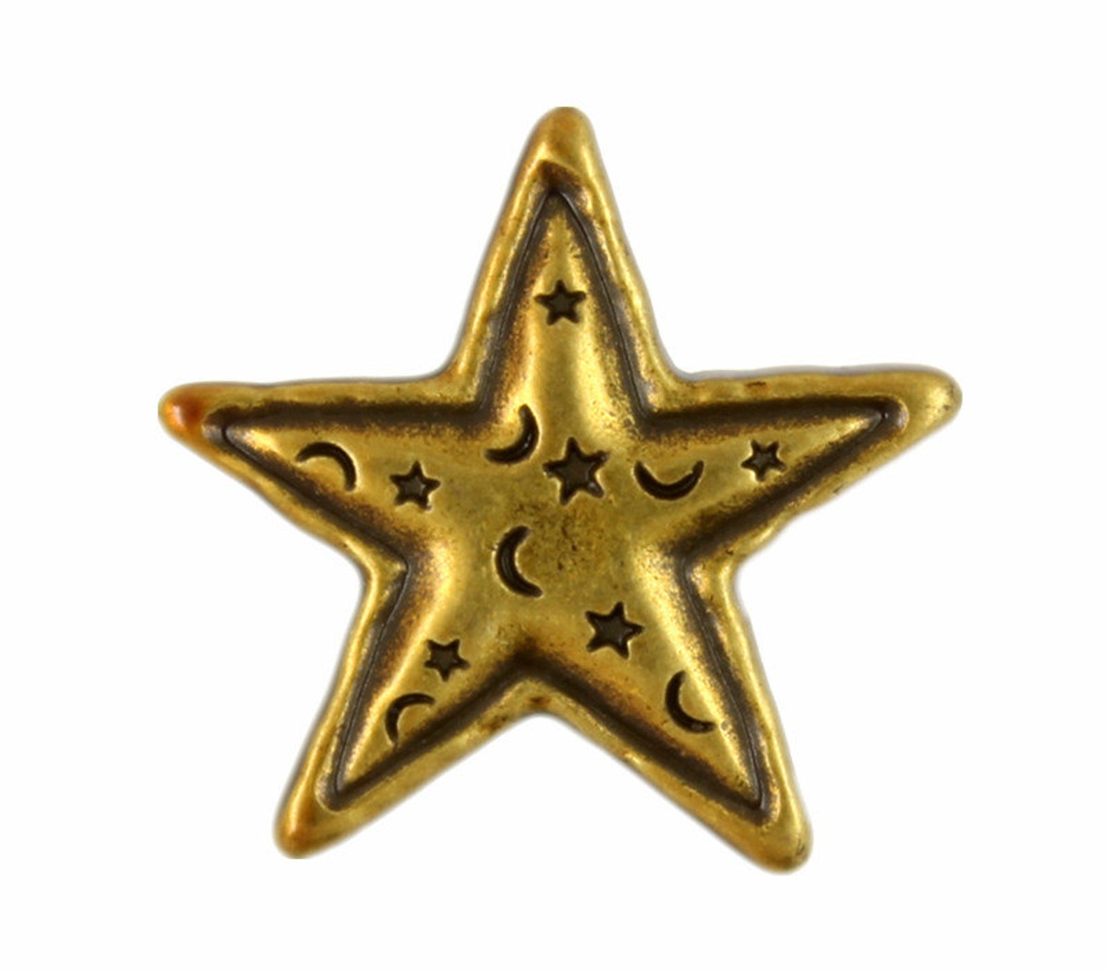 Metal Buttons - Starry Night Star Metal Buttons , Oxidized Brass Color ...