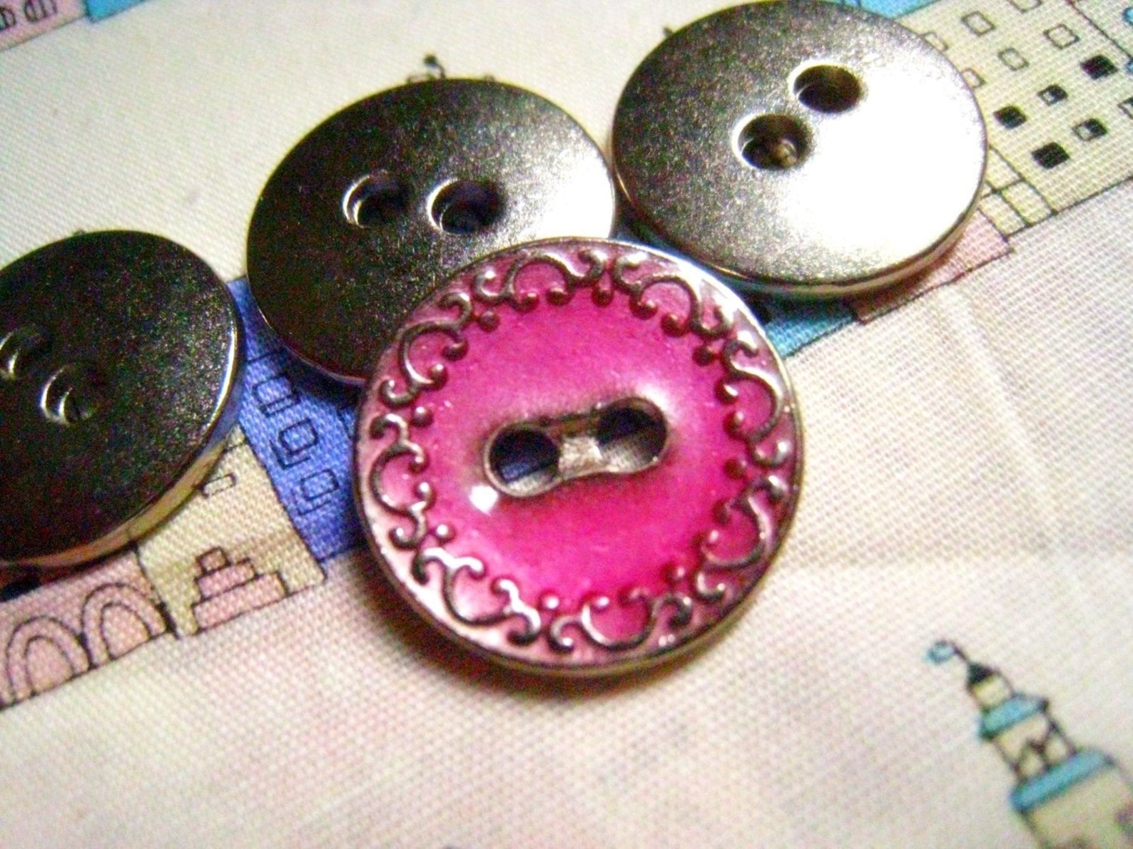 Metal Buttons Silver Scrollwork Border Metal Buttons With | Etsy