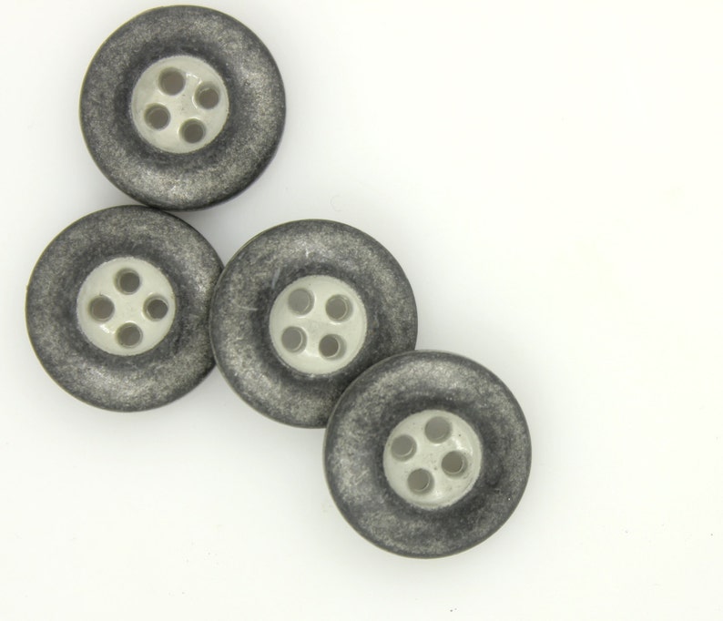 Metal Buttons - Thick Edge Metal Buttons , Gunmetal White Color , 4 ...