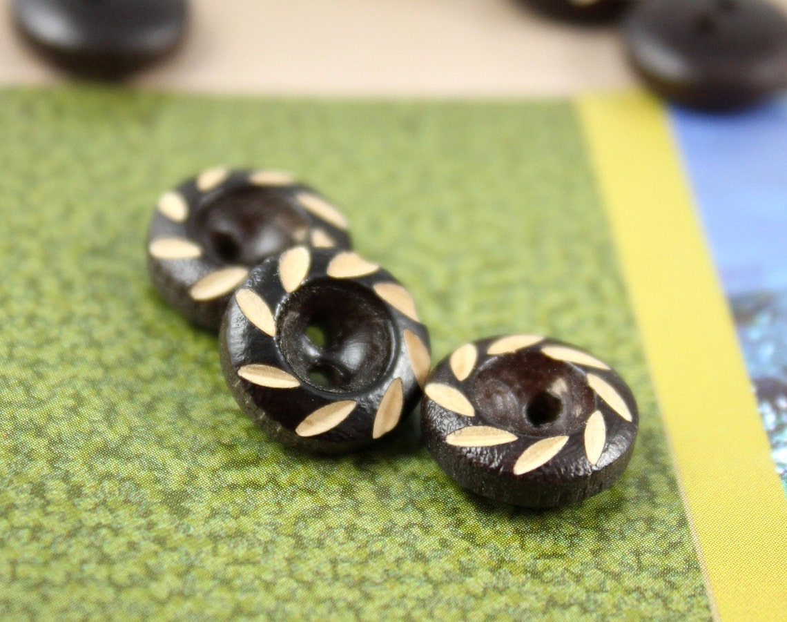 Wooden Buttons Screwing Cutting Design Brown Wood Buttons. - Etsy