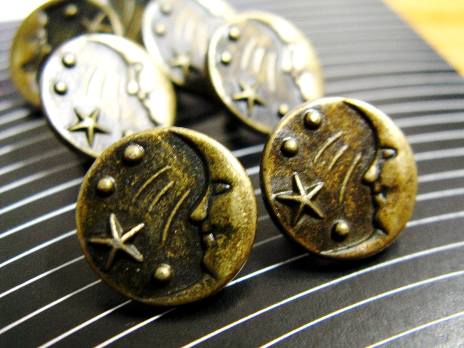 Metal Buttons Moon and Star Metal Buttons Antique Brass - Etsy