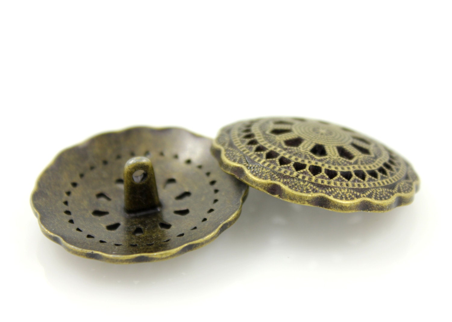 Metal Buttons - Medieval Filigree Metal Buttons , Antiqued Brass Color ...