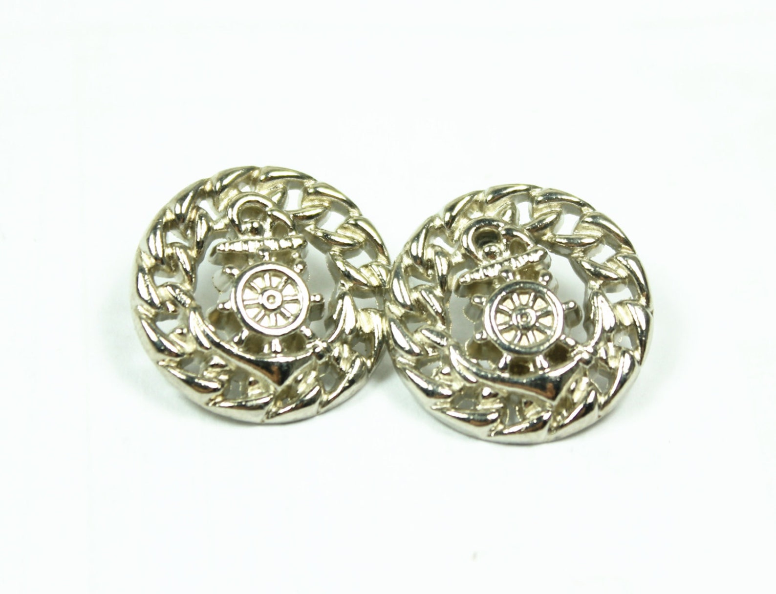 Metal Buttons Chain Anchor Metal Buttons Silver Color | Etsy