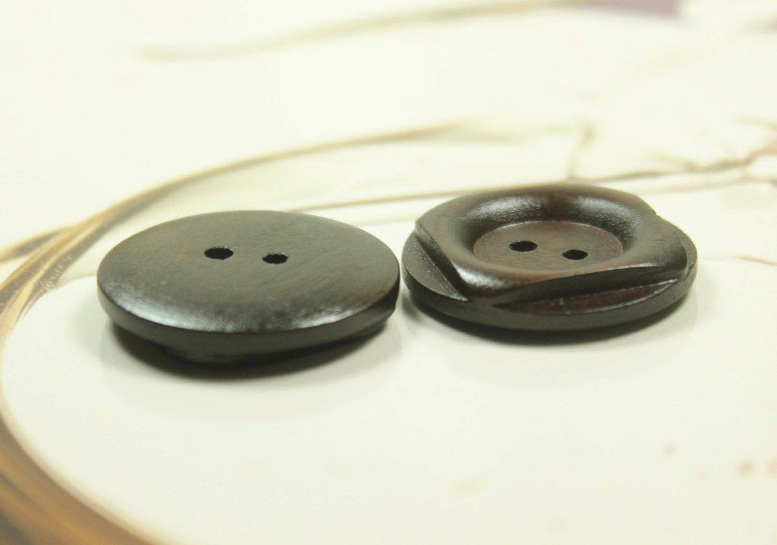 Wooden Buttons - Square and Round Cascading Recessed Center Brown ...