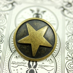 Metal Buttons - Star Metal Buttons , Antique Brass Color , Shank , 0.71 ...