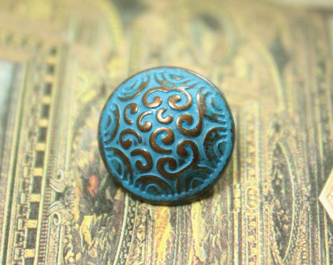 Metal Buttons - Cirrus Metal Buttons , Copper Blue Color , Domed ...