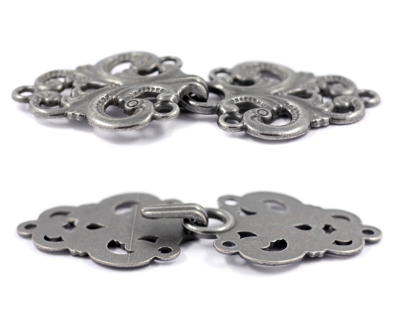 HOOK and EYE Fasteners Stunning Gunmetal Openwork Baroque - Etsy