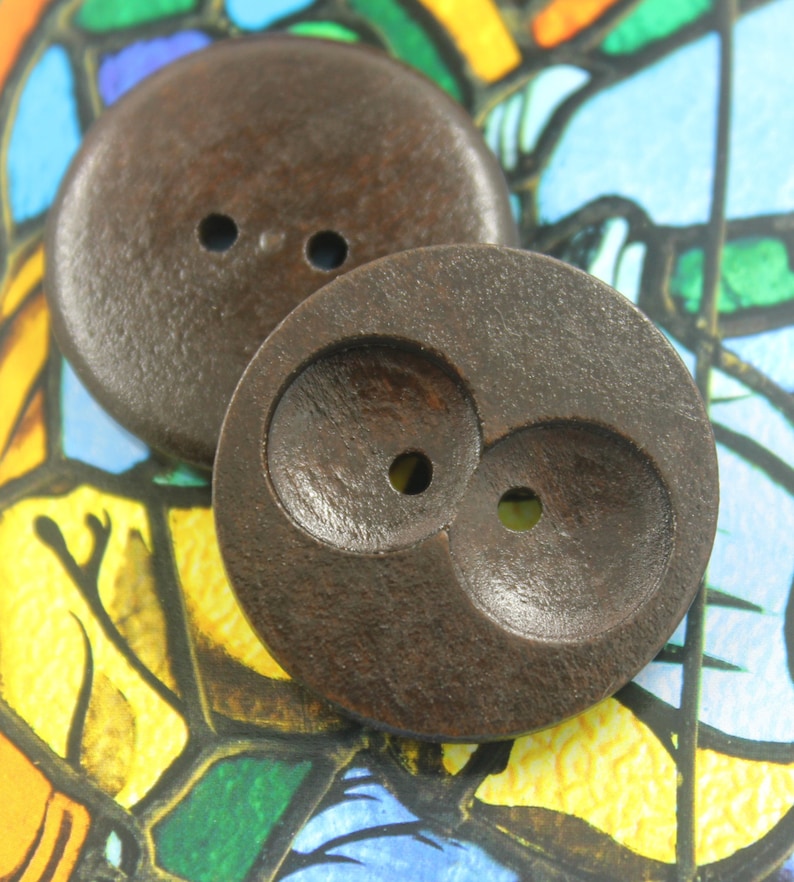Wooden Buttons Wide Holes design Brown Wooden Buttons 1.38 | Etsy