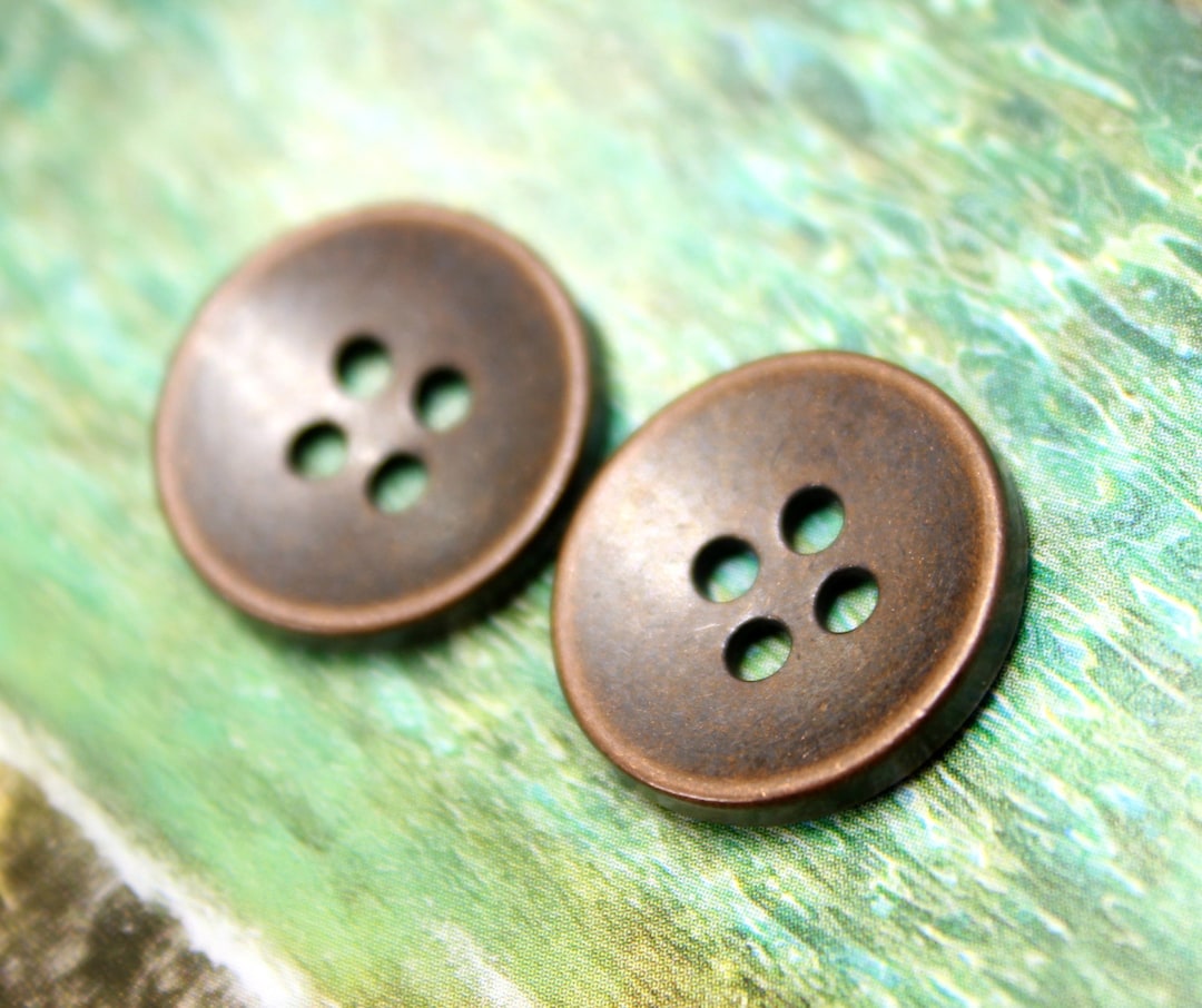 Metal Buttons - Antique Copper Hole Buttons , 4 Holes , 0.71 Inch , 10 ...