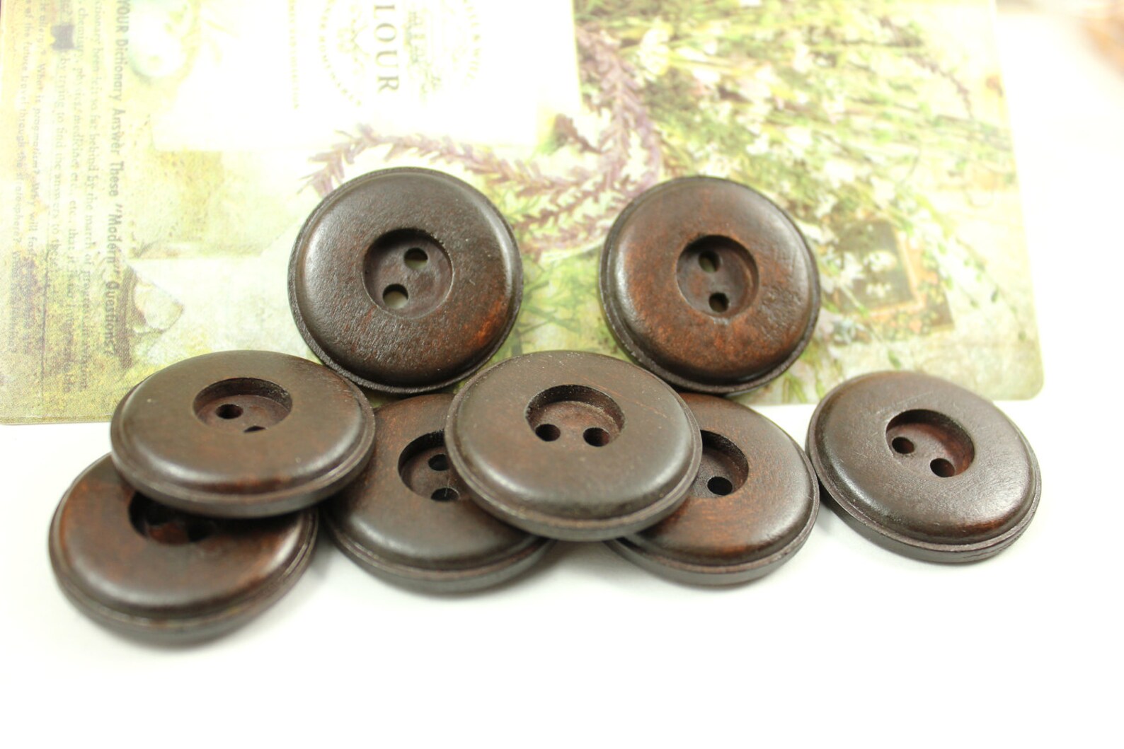 Wooden Buttons Antique Round Cascading Recessed Center Brown - Etsy
