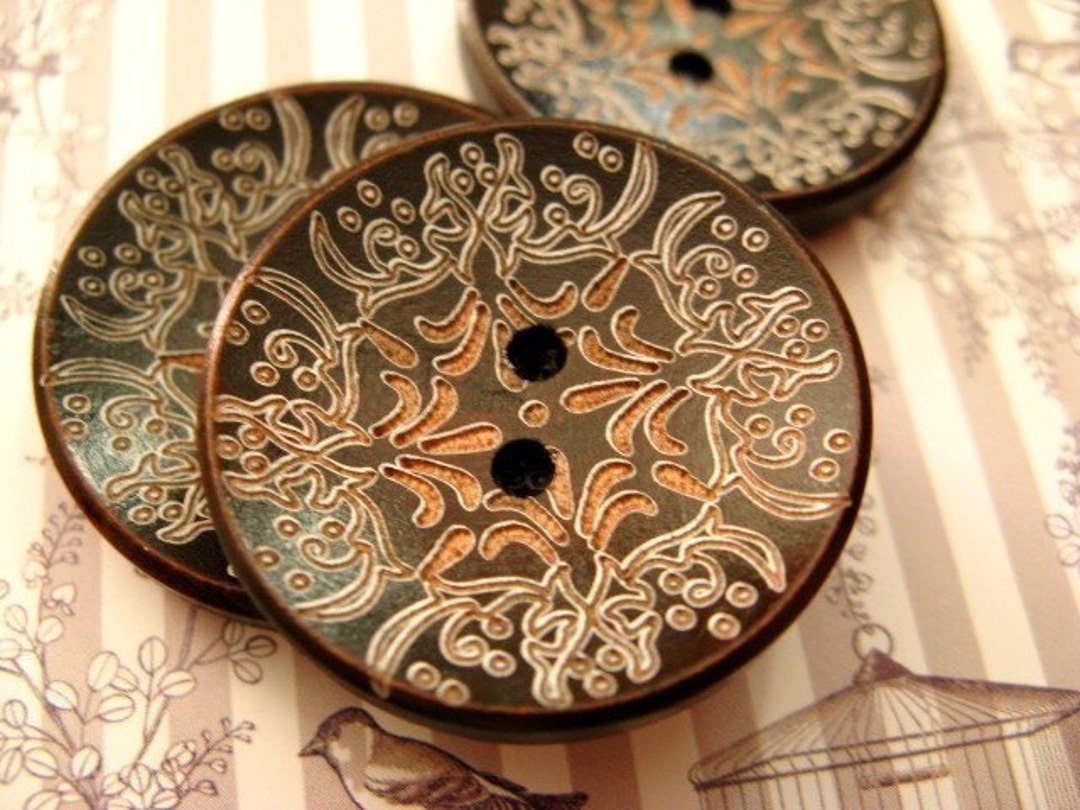 Brown Wood Buttons 8 Pieces of Japanese Style Brown Concave - Etsy