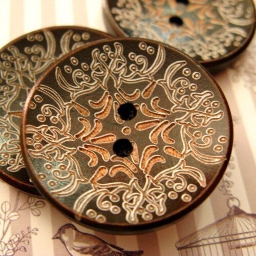 Brown Wood Buttons 8 Pieces of Japanese Style Brown Concave - Etsy