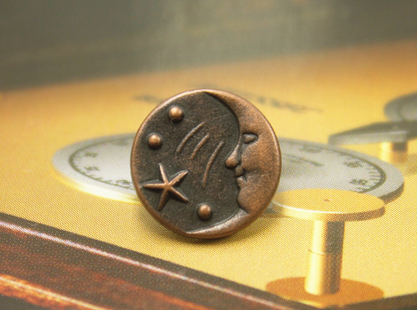 10 Moon and Star Metal Buttons Copper Color Shank 0.43 - Etsy
