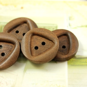 Wooden Buttons - Antiqued Triangle Recessed Center Brown Wooden Buttons ...