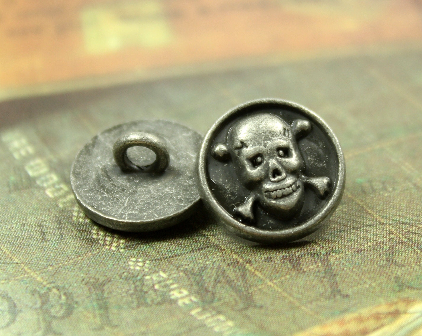 Metal Buttons Cross Bone Skull Metal Buttons Retro Silver - Etsy