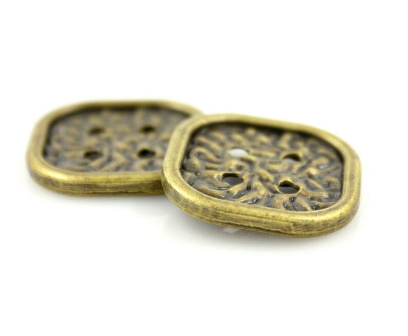 Metal Buttons Wrinkled Square Antique Brass Metal Hole | Etsy
