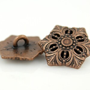 Metal Buttons - Snowflake Metal Buttons , Maroon Copper Color , Shank ...