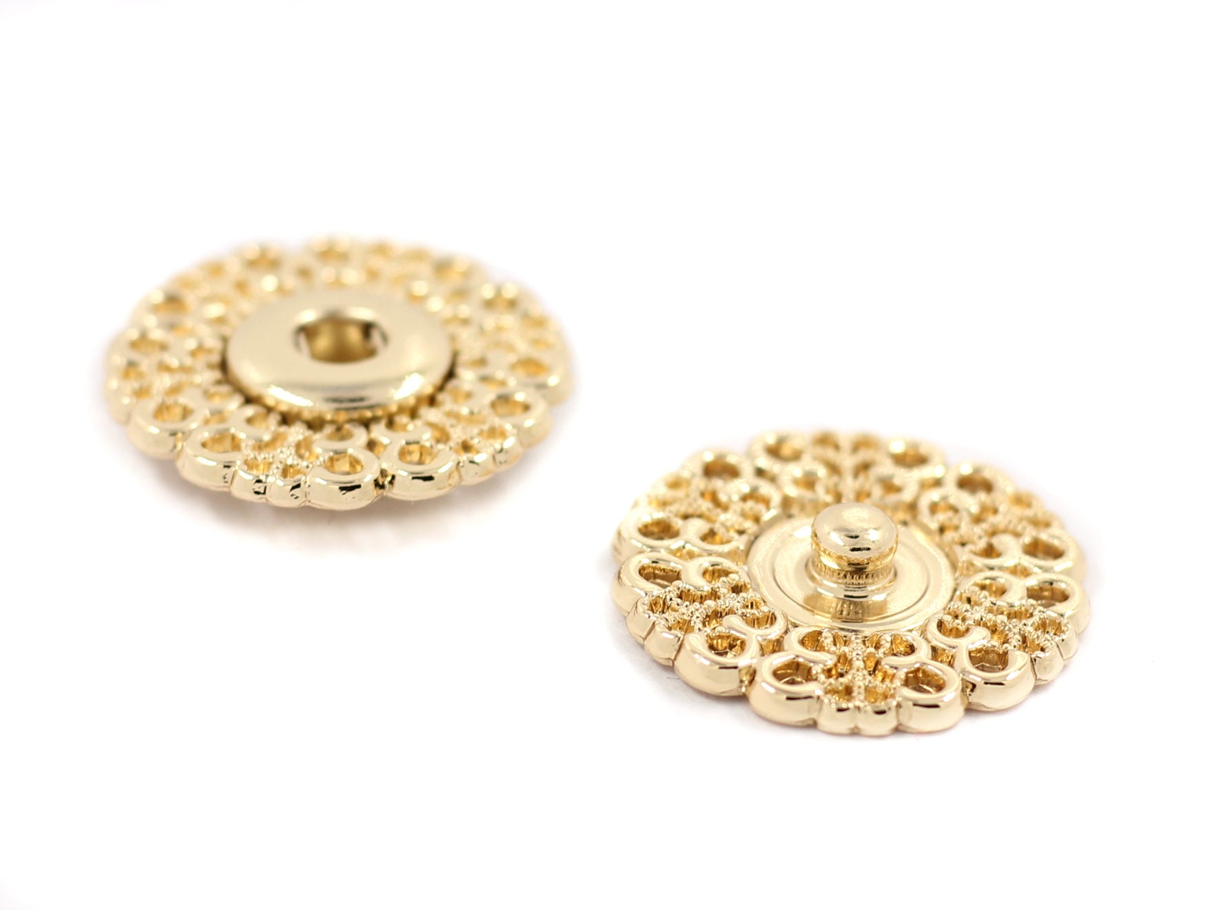 Motif Metal Snap Buttons , Gold Color , Openwork , 0.83 Inch , 5 Sets ...