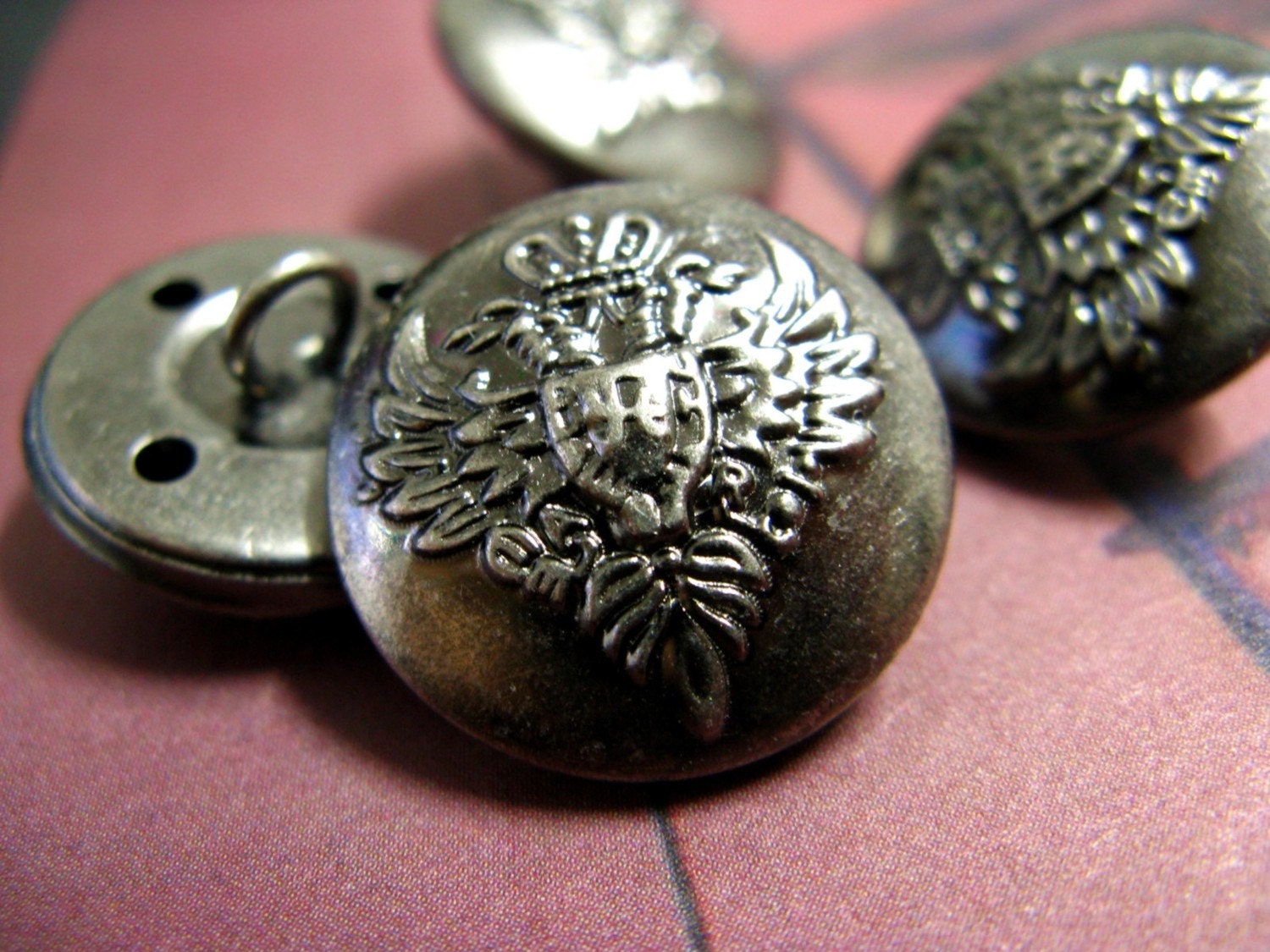 Metal Buttons Feather Wing Metal Buttons Gunmetal Color - Etsy