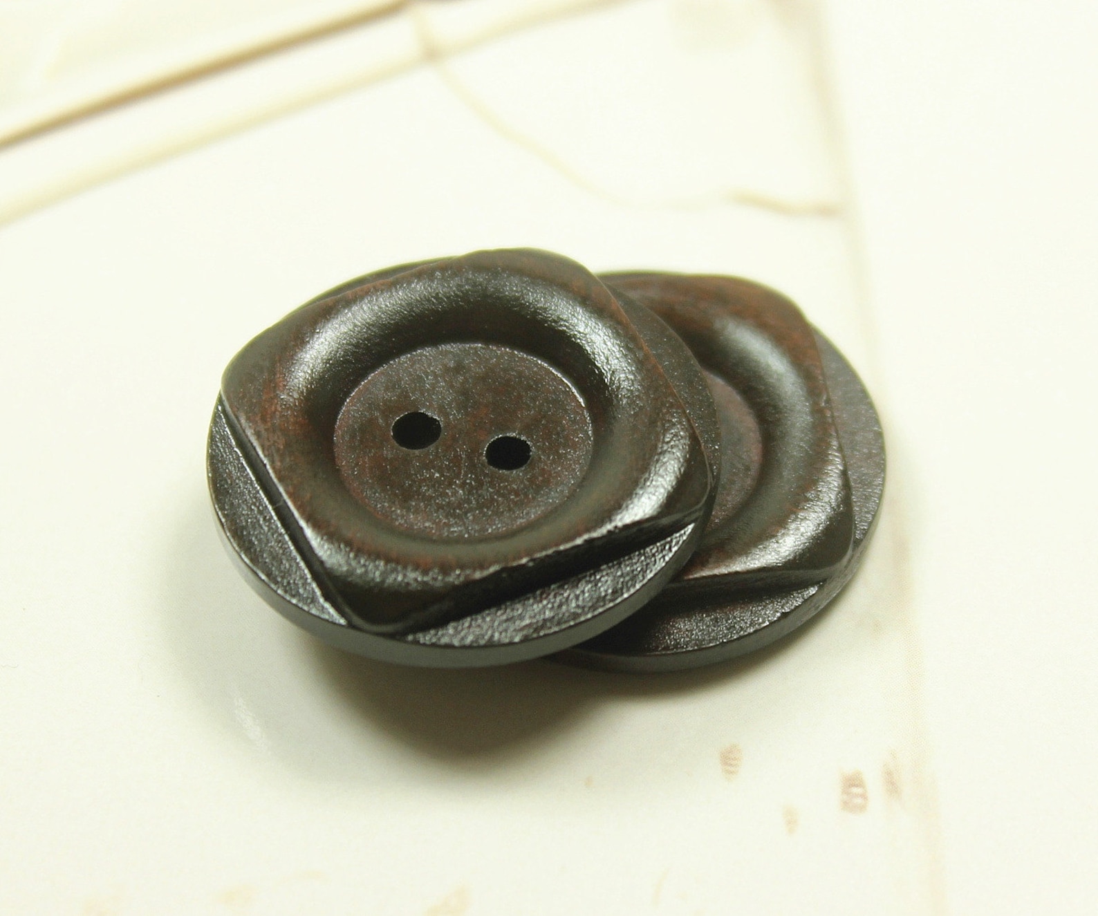 Wooden Buttons - Square and Round Cascading Recessed Center Brown ...