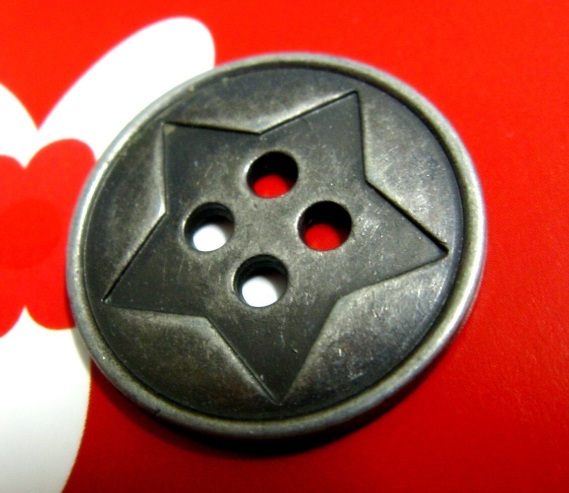 Star Metal Buttons - Gunmetal Coin Style Engraving Star Buttons.4 Hole ...