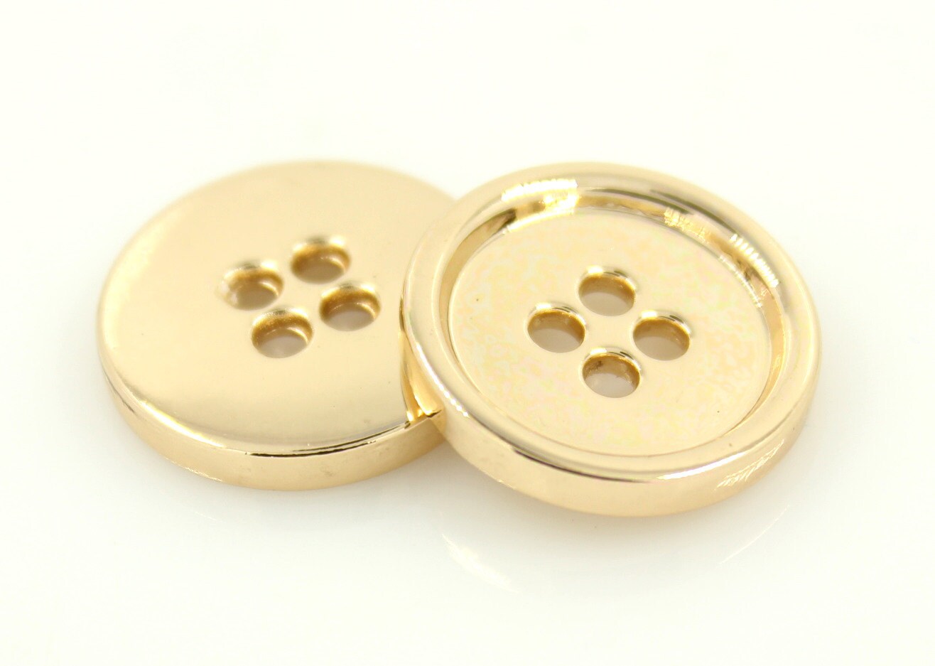 Metal Buttons - Thick Edge Metal Buttons , Light Gold Color , 4 Holes ...